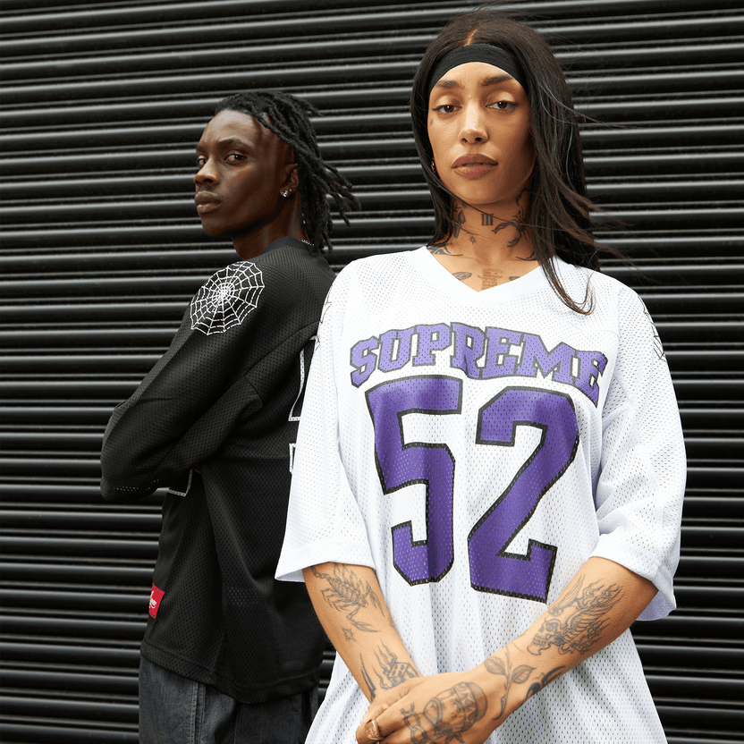 Supreme Spiderweb Football Jersey 'White' — Kick Game
